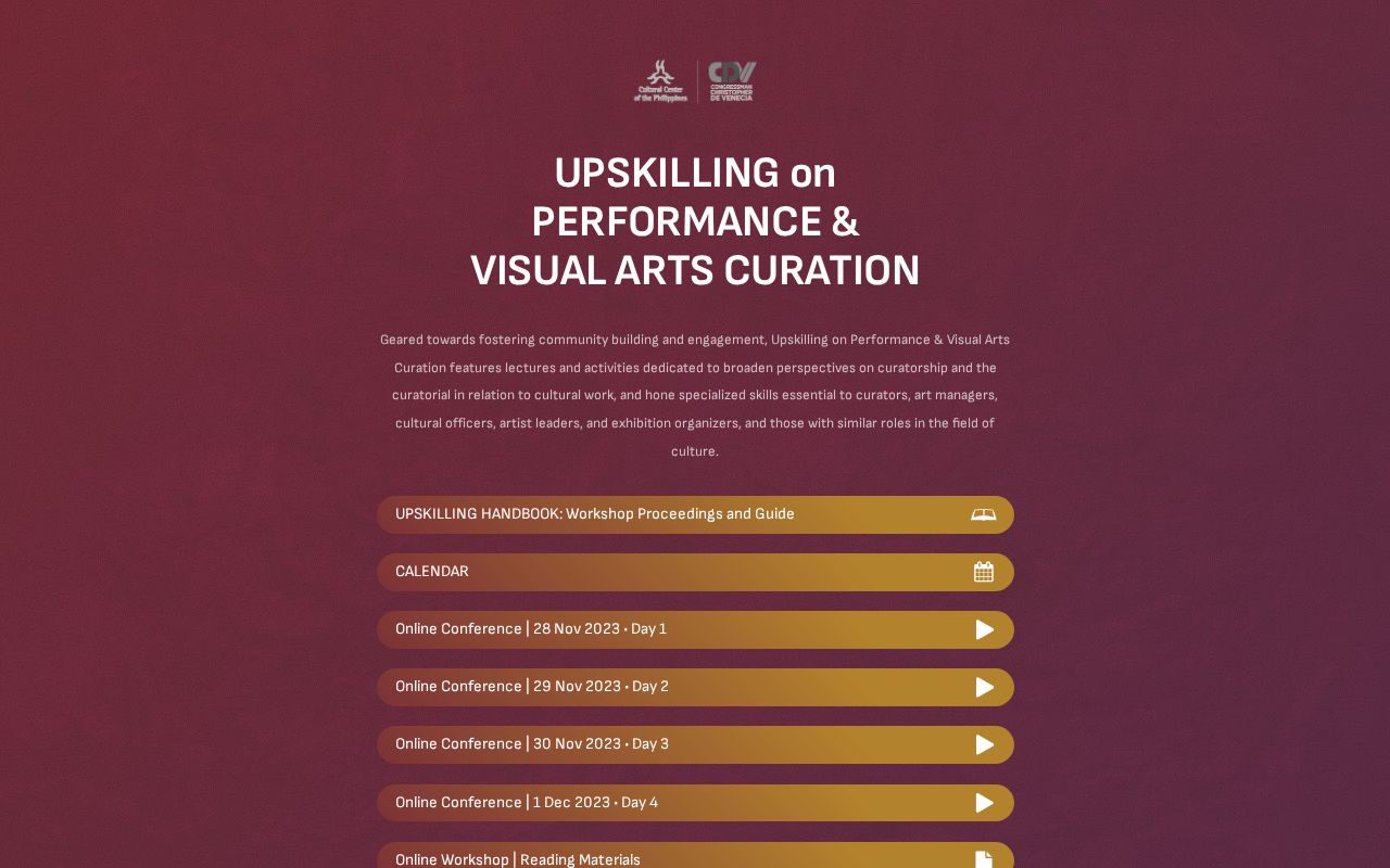 UPSKILLING on PERFORMANCE & VISUAL ARTS CURATION